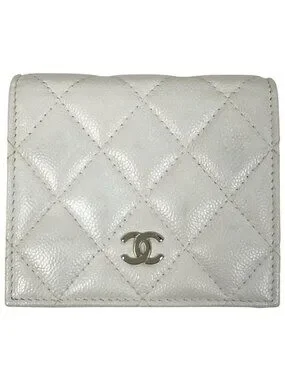 CHANEL | Bags | Sold Chanel Cc Logo Bifold Wallet Caviar Leather White ...